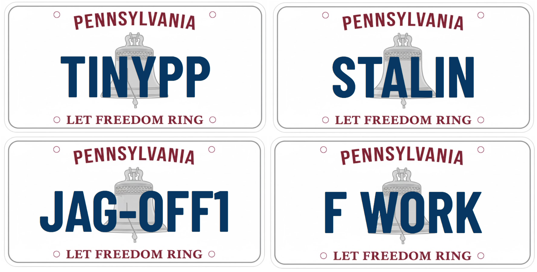 See Pennsylvania's Banned Vanity License Plates - New Hope Free Press