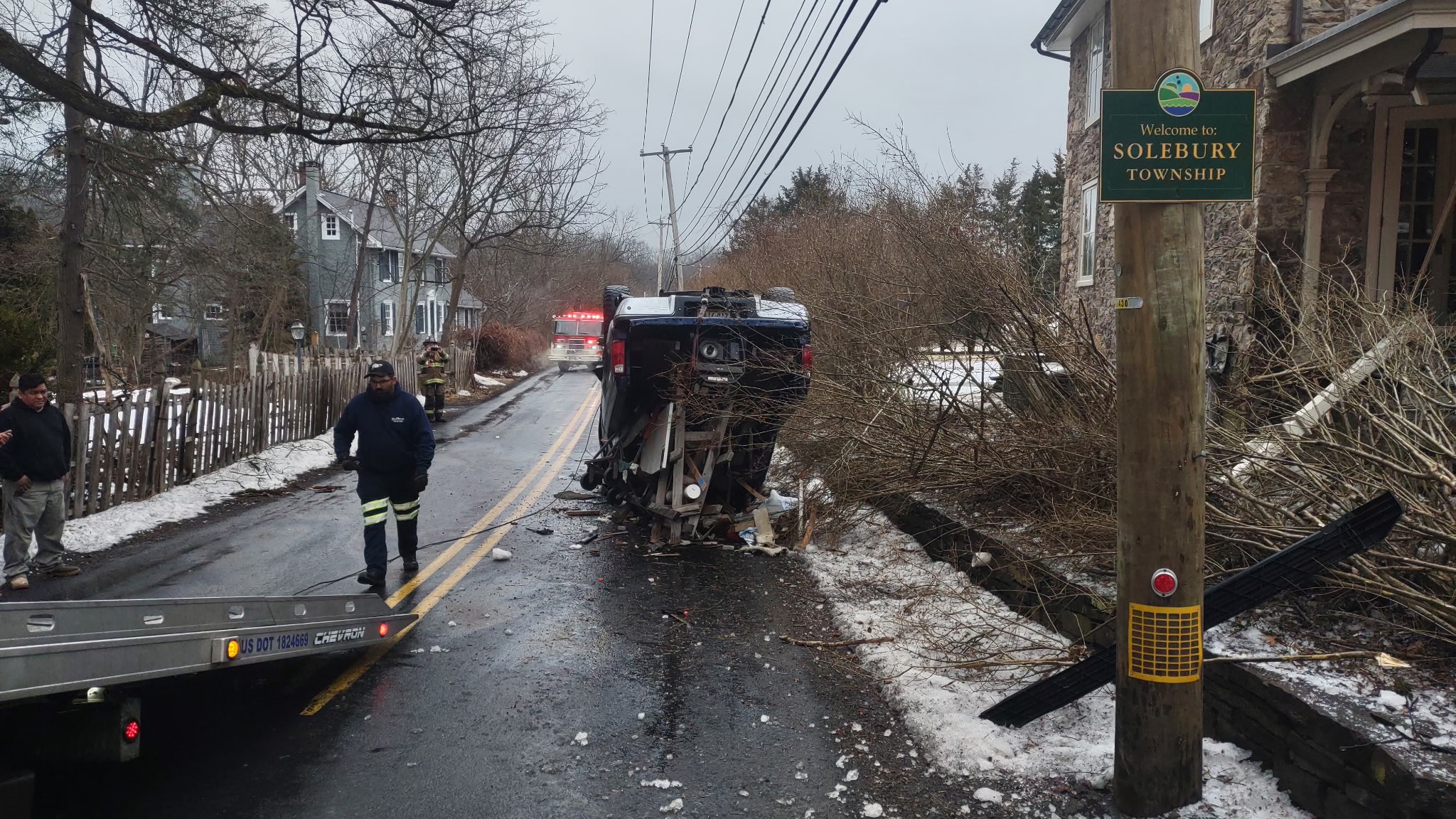 Pickup Truck Flips, Hits Home’s Electrical Box - New Hope Free Press